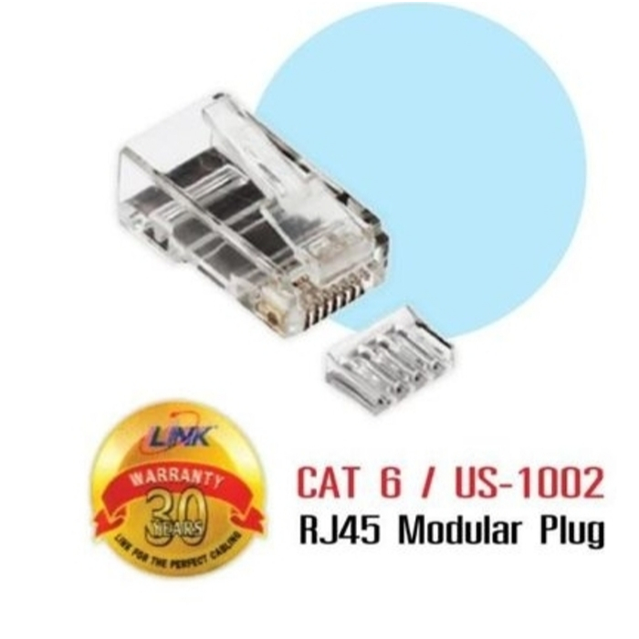 Plug RJ45 CAT6 LINK (US-1002) (10/Pack) หัวแลน หัวแลนตัวผู้ แข็งแรง ขนาดเล็กกะทัดรัด ใช้งานสะดวก ...