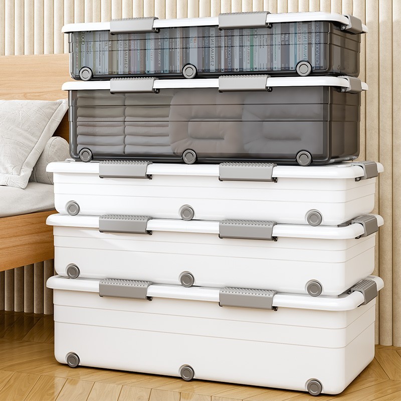 NeatBox กล่องเก็บของ 【89 ถึง 108 ลิตร】พลาสติกแข็ง พร้อมล้อเลื่อน พร้อมฝาปิด พับเก็บได้ กนั่งได้ ...