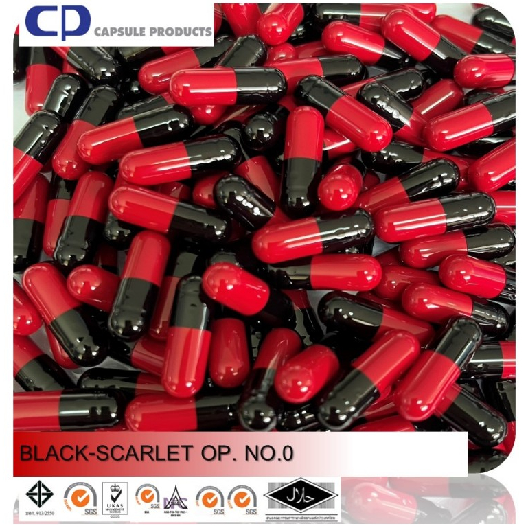 Capsule Products แคปซูลเปล่า สี BLACK-SCARLET OP. (เบอร์ 0) บรรจุ 1000 ...