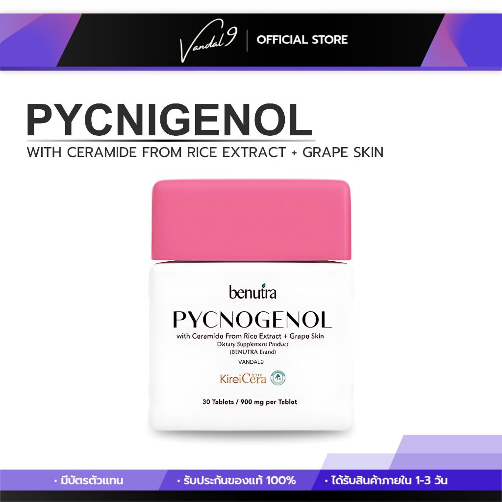 พิโนจินอล บีนูทร่า เม็ดเหลืองเลือนฝ้า PYCNOGENOL with Ceramide benutra ...