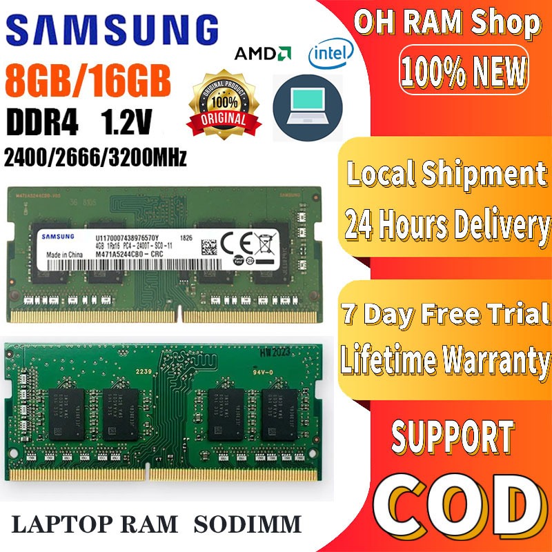 Samsung 4GB 8GB 16GB ddr4 RAM 2133MHz 2400MHz 2666MHz 3200MHz แรม SODIMM memory for Laptop ...