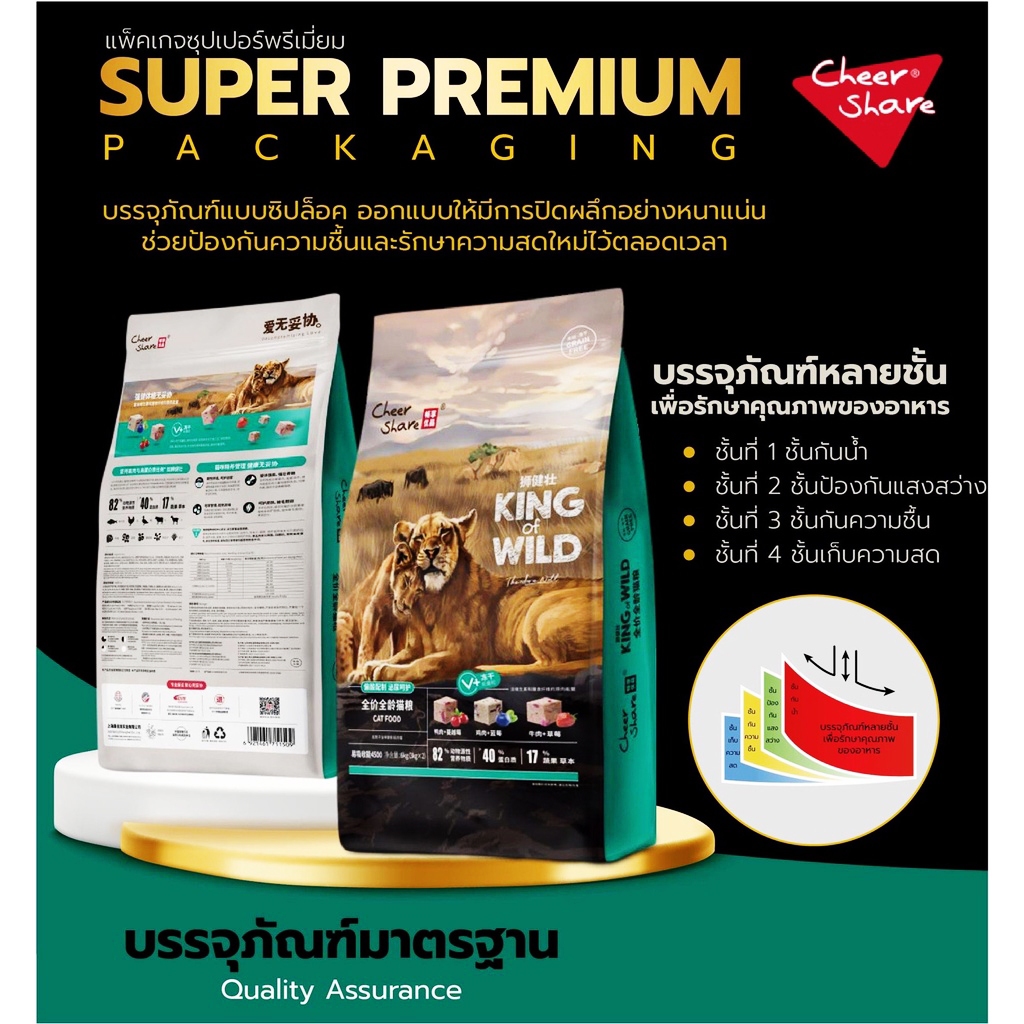 CheerShare King of Wild สูตร Freeze dried อาหารแมวเม็ด เกรด Holistic Grain Free ขนาด 208 กรัม ...