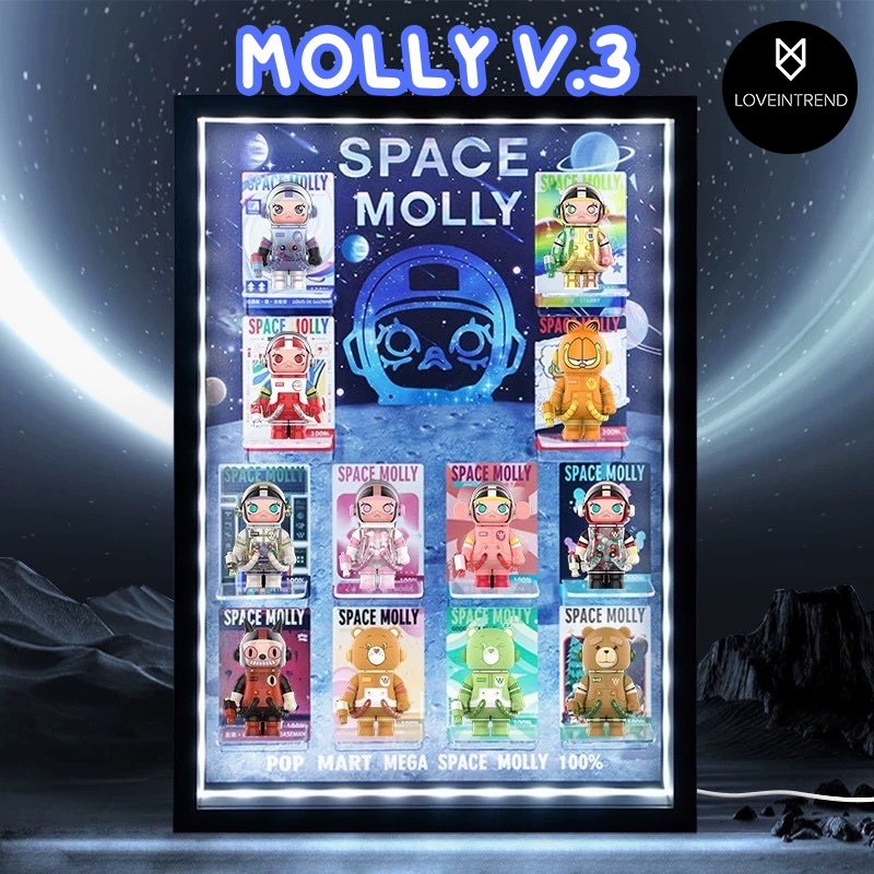 ตู้โชว์โมเดล SPACE MOLLY V3 100% กรอบแขวนผนังพร้อมไฟ LED ปรับสีได้ ...