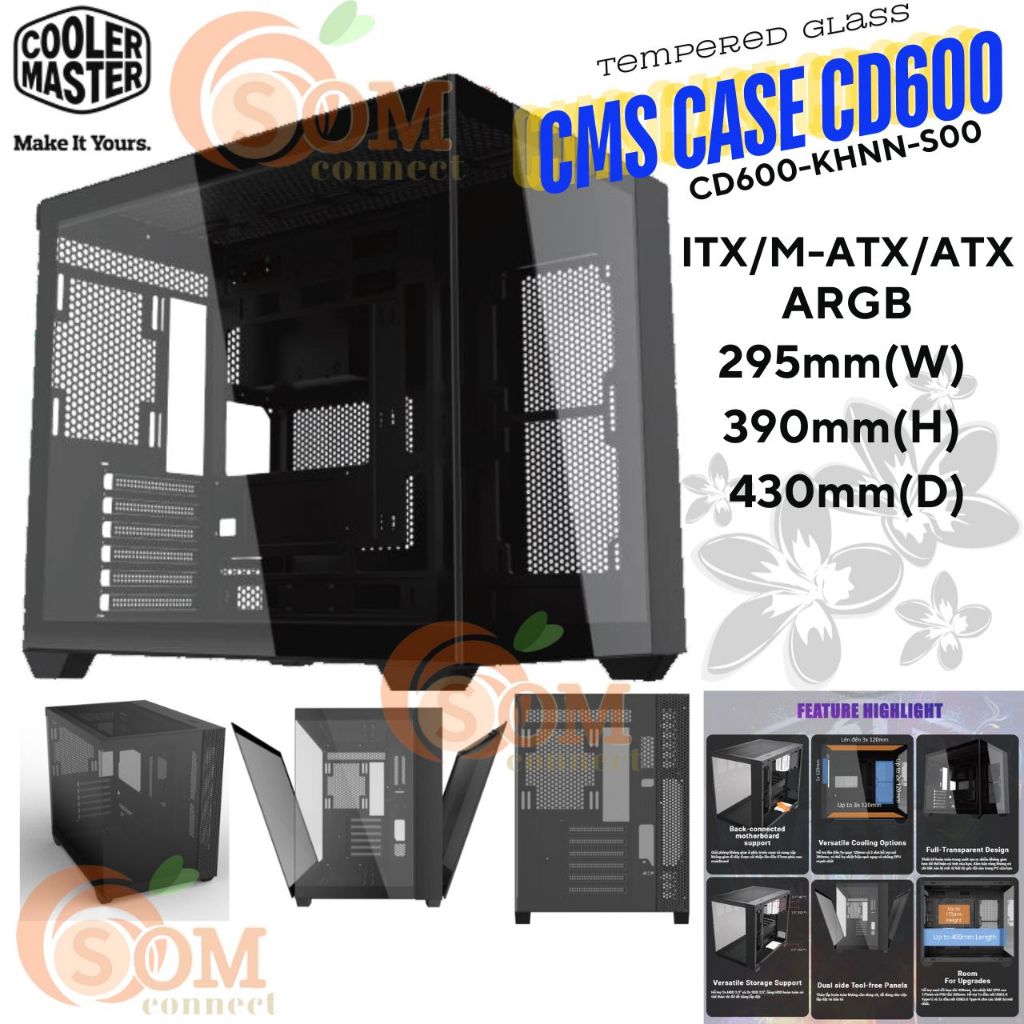 CASE ATX (เคส) Cooler Master CD600 (Black)/(WHITE) เคสเปล่า (CMS Case CD600)(CD600-KHNN-S00 ...