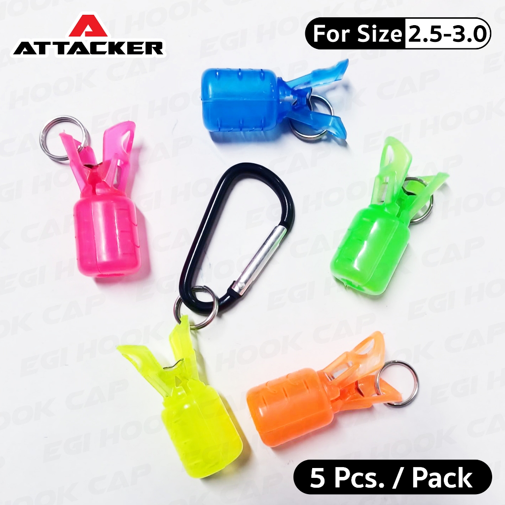 ATTACKER Egi Hook Cap ฝาครอบชบาโยตกหมืกคละสี แบบพวง 5 ชิ้น | Shopee ...
