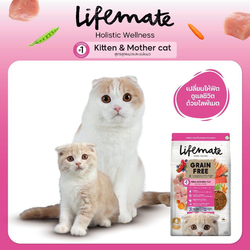 Lifemate Grain Free Kitten&Mother อาหารสูตรแม่แมวและลูกแมวขนาด 1.1kg และ 2.5kg | Shopee Thailand