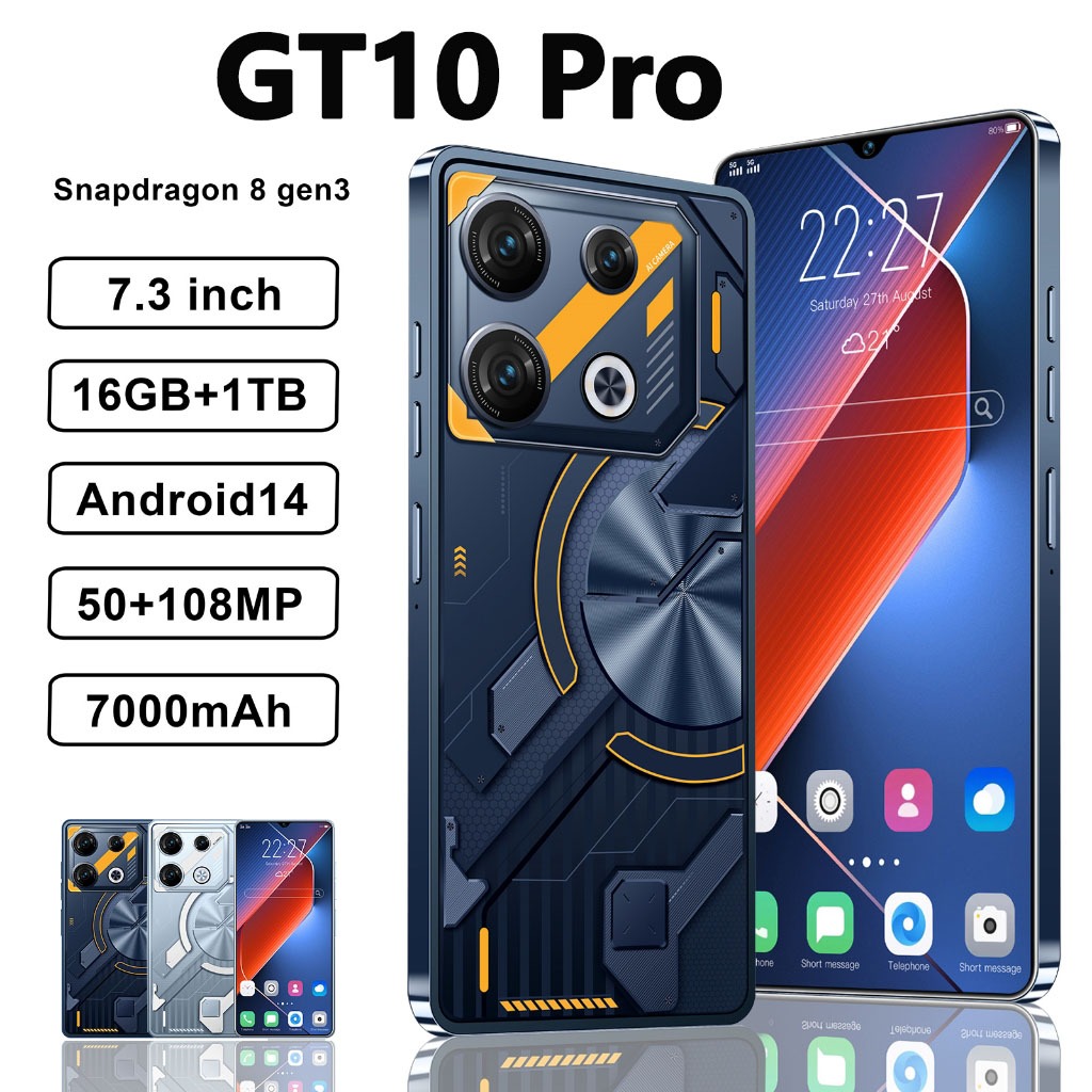 GT10 Pro มาร์ทโฟน 5G 7.3 นิ้ว HD 16GB + 512GB โทรศัพท์สองซิมการ์ด ...