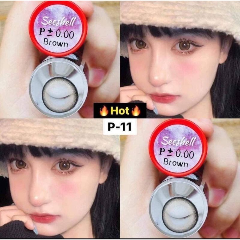 บิ๊กอาย คอนแทคเลนส์ รุ่น seeshell gray/ brown ฝาแดง ยี่ห้อ Pitchy lensฝ ...