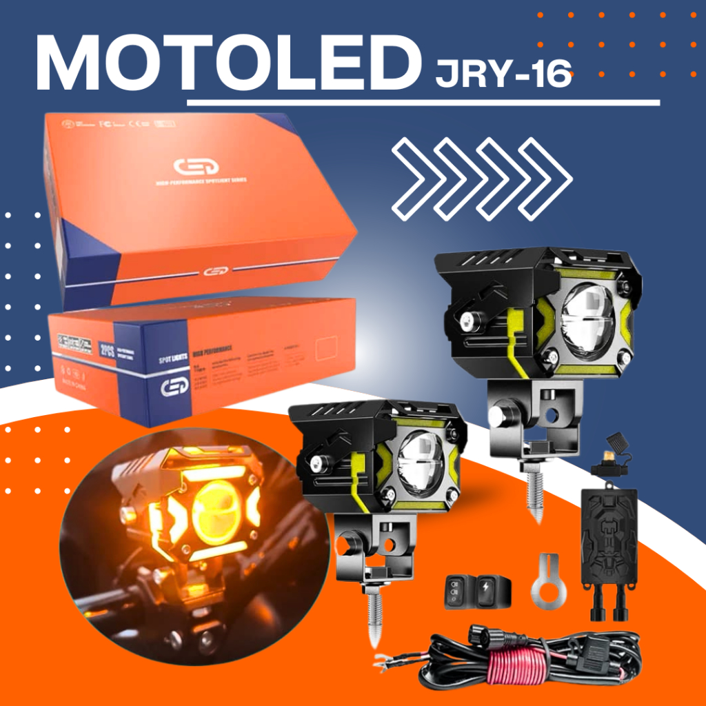 MOTOLED JRY-13/JRY-16 80W ไฟสปอร์ตไลท์มอเตอร์ไซค์ LED พร้อมชุดสายไฟครบชุด กันน้ำ IP67 ไฟตัดหมอก ...