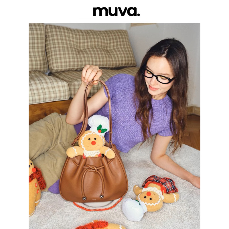 MUVA (โค้ดลด 30% สูงสุด 1,000฿) genuine leather shoulder crossbody bag ...