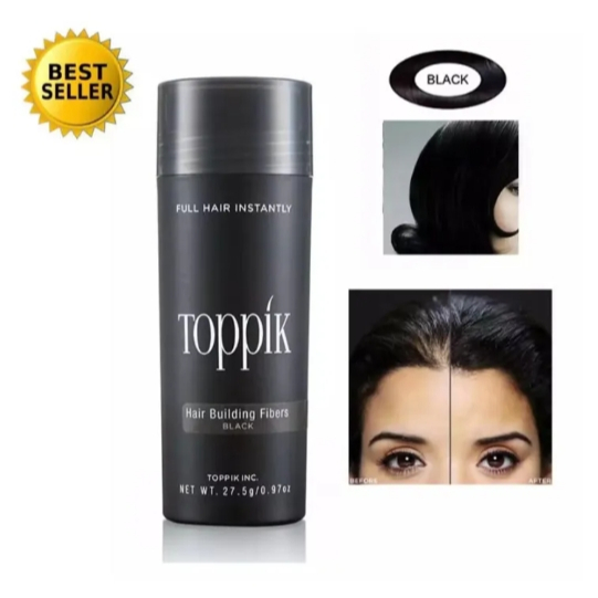 Toppik 27.5 กรัม ผงไฟเบอร์เพิ่มผมหนา Toppik Hair Building Fiber ปิดผมบาง หัวล้าน ผมบาง ดำ Black ...