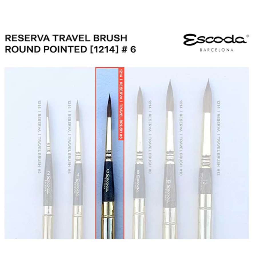 RESERVA Travel Brush Round Pointed [1214] Size 6 (E212140600) / พู่กัน ปลายกลม รุ่นพกพา Reserva ...