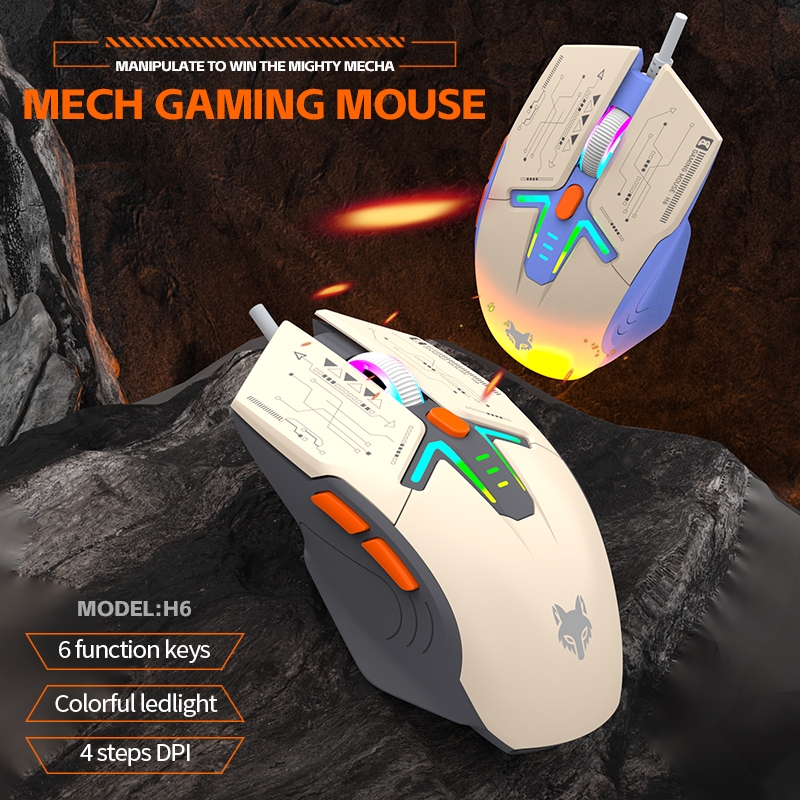 XUNFOX H6 Wired USB Mech style mouse 6D Button RGB ดับเบิ้ลยูเอสบีเอส ...