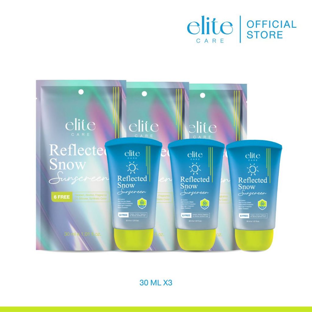 Elite care กันแดด อีลิท แคร์ รีเฟลค สโนว ซันสกรีน Reflected Snow Sunscreen SPF50 PA+++ [3 ชิ้น ...