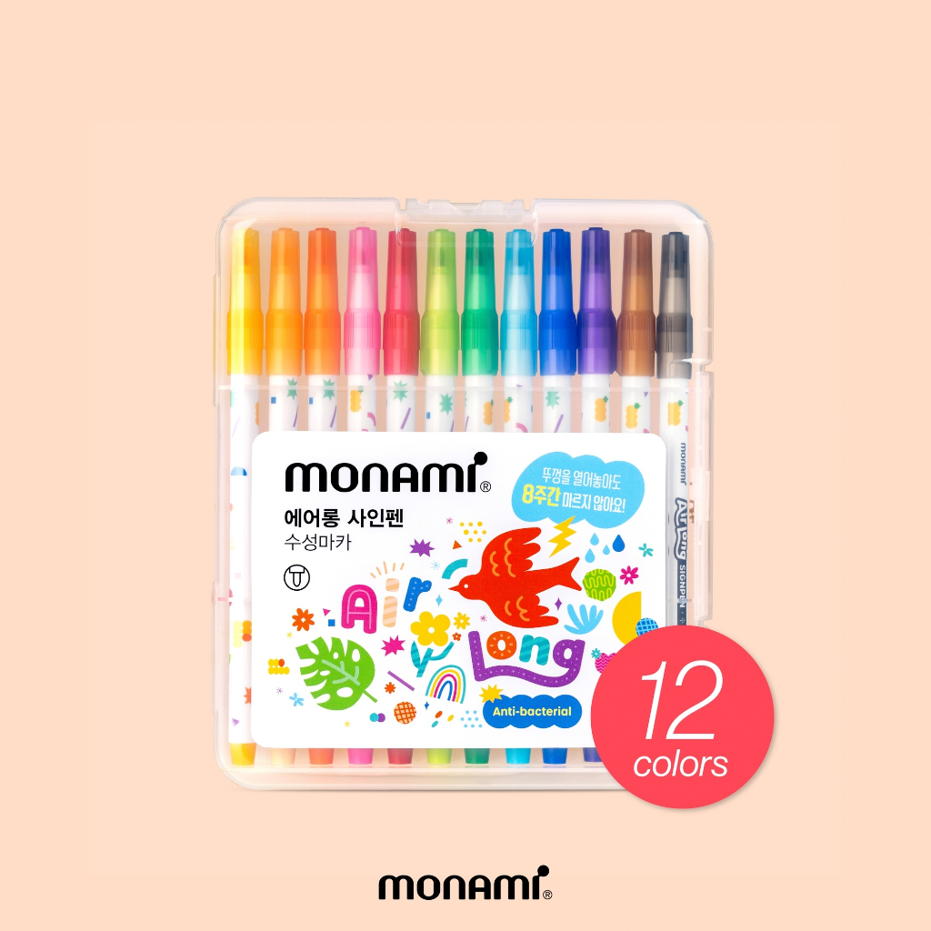 Monami Airlong Sign Pen ปากกาสีน้ำ ชุด 12 สี | Shopee Thailand