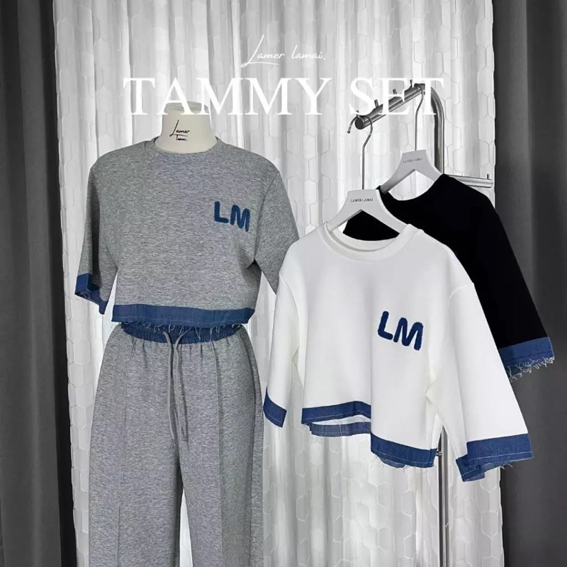 KM06 Tammy Set ชุดเซททูโทน 2ชิ้น เสื้อครอป+กางเกงขายาวทรงวอร์ม | Shopee ...