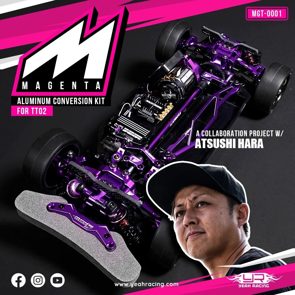 Yeah Racing Magenta Aluminum Conversion Kit For Tamiya TT02 Purple MGT ...