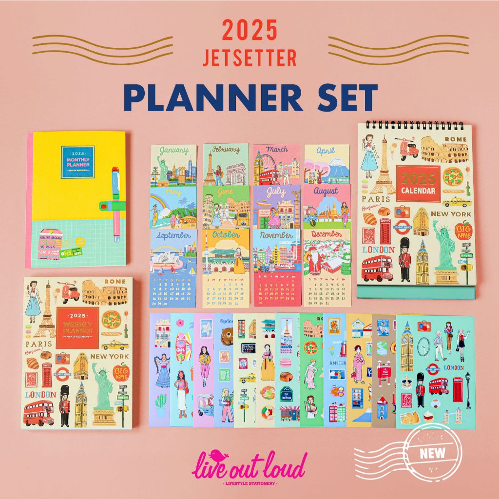 2025 Planner Set Jetsetter (Live Out Loud x LMOLMO) เซตแพลนเนอร์ ปฏิทิน 2025 สติกเกอร์เป็น ...