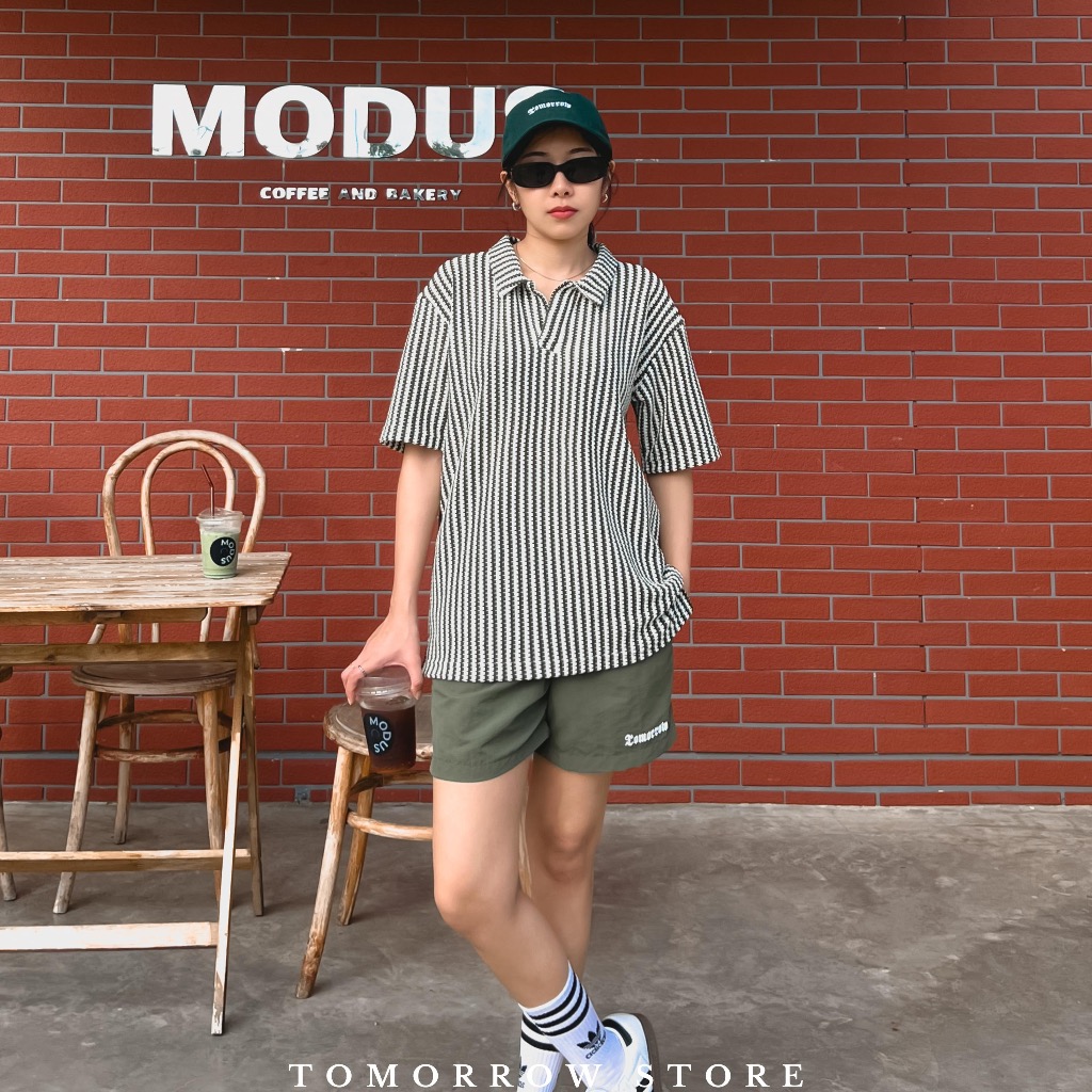 เสื้อโปโล TOMORROW-Style Korea ลายททาง-แนวตรง | Shopee Thailand