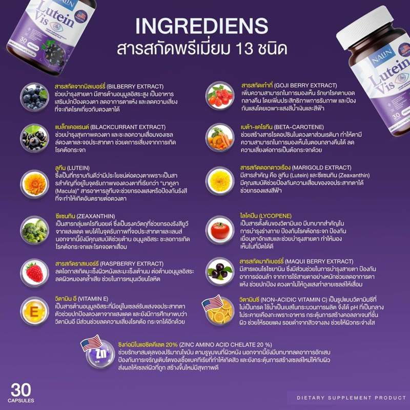 1แถม2 นลินบำรุงสายตา ลูทีน Nalin Lutein Vis | Shopee Thailand