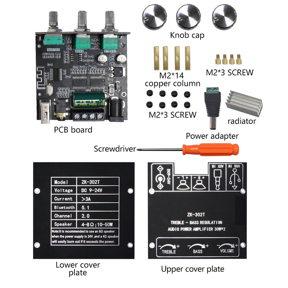 ZK-302T แอมป์บลูทูธ มินิบลูทูธซับวูฟเฟอร์ 5.0 กำลังขับ30Wx2 เครื่องขยาย ...