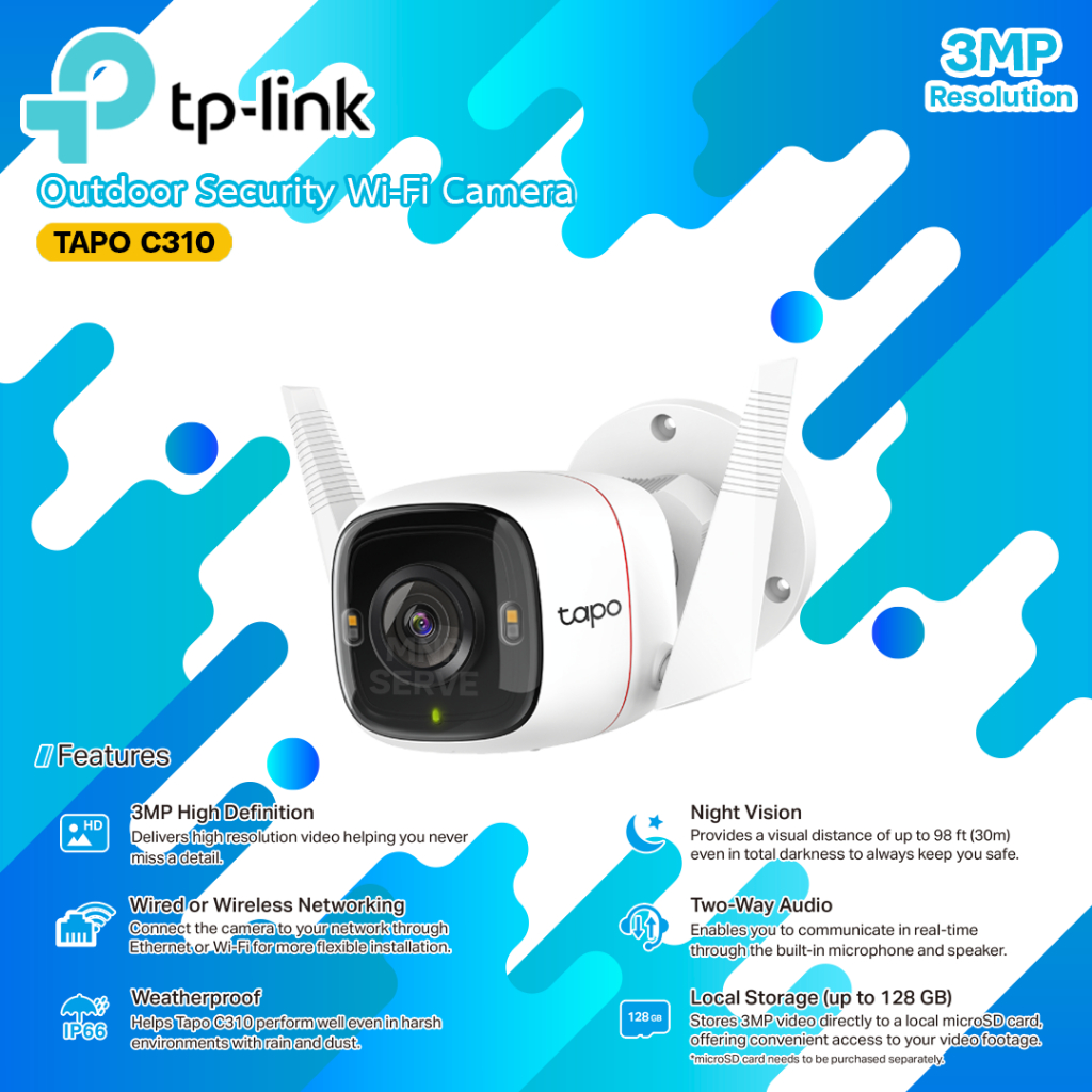 TP-Link Tapo C310 กล้องวงจรปิด ภาพคมชัด 3MP หมุนได้ Outdoor Security ...
