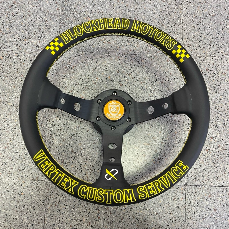 VERTEX Steering wheel Custom Service BLOCKHEAD MOTORS พวงมาลัย Vertex ขนาด 13“นิ้ว ก้านยก 2.5 ...