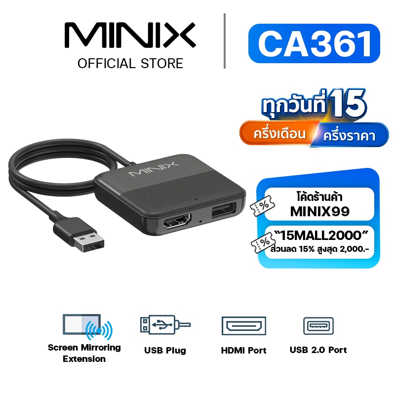 [Official Mall] Minix CA361 Wired CarPlay to HDMI-IN Adapter อะแดปเตอร์เชื่อมต่อ CarPlay ในรถ ...
