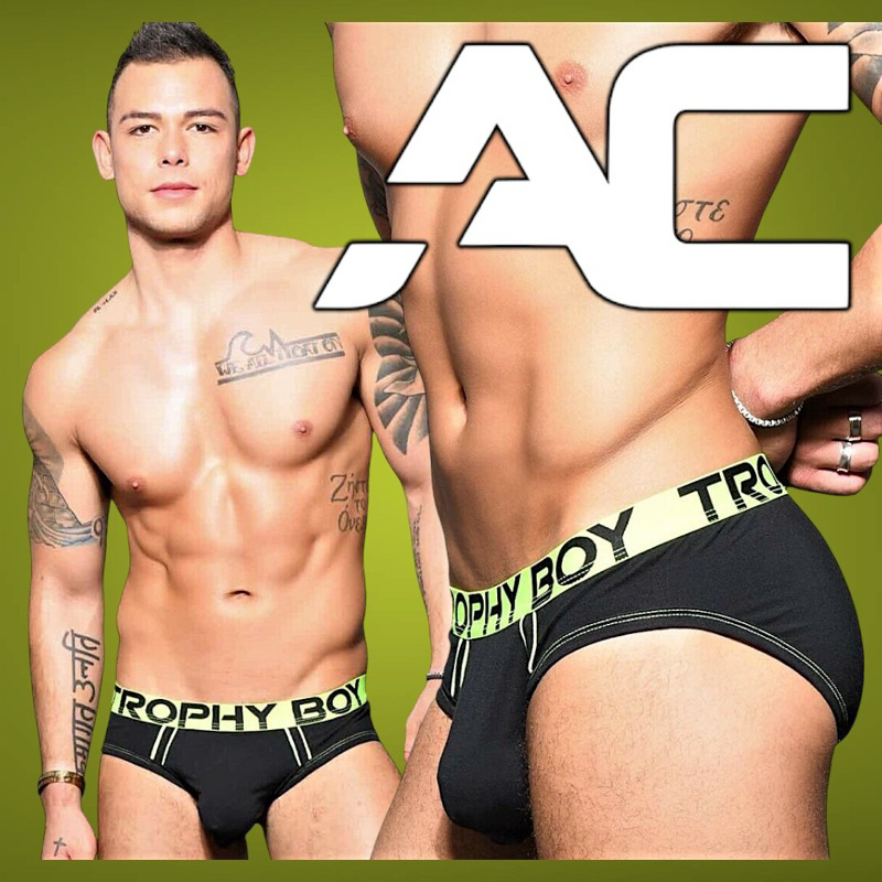 Andrew Chris Brief สีเทาและสีดำ (มือ1 XL) กางเกงในชาย เป้าตุง | Shopee Thailand