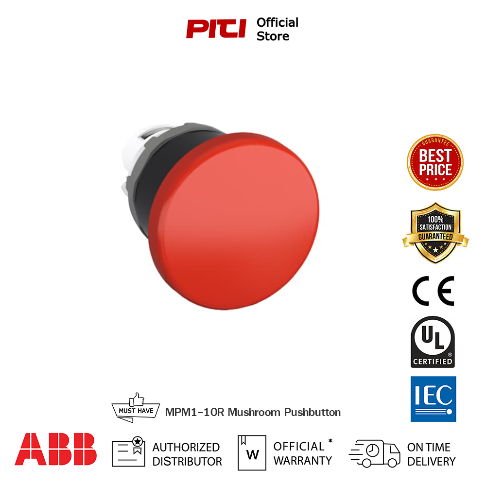 ABB MPM1-10R-10 1NC 40mm Emergency stop สวิตซ์หัวเห็ด กดเด้งกลับ Modular range Pilot devices ...