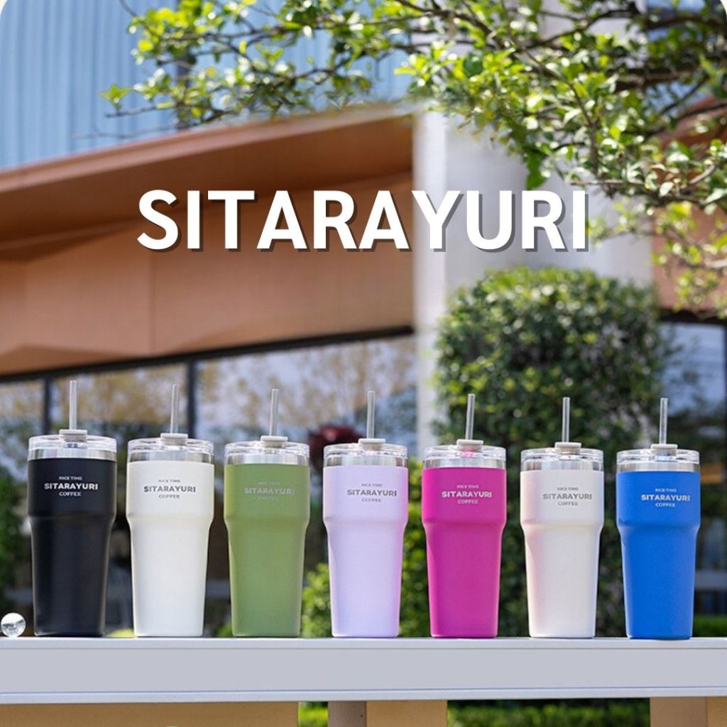 SITARAYURI แก้วน้ำยูริ เก็บอุณหภูมิ สแตนเลส 304 พร้อมหลอด ยกดื่มได้ ...