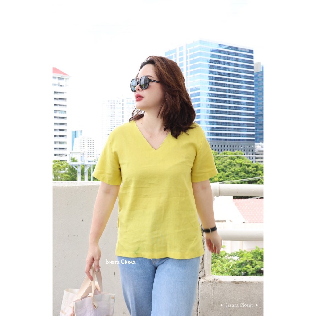 Tee Wee Linen #สีเหลืองเลมอน | Shopee Thailand