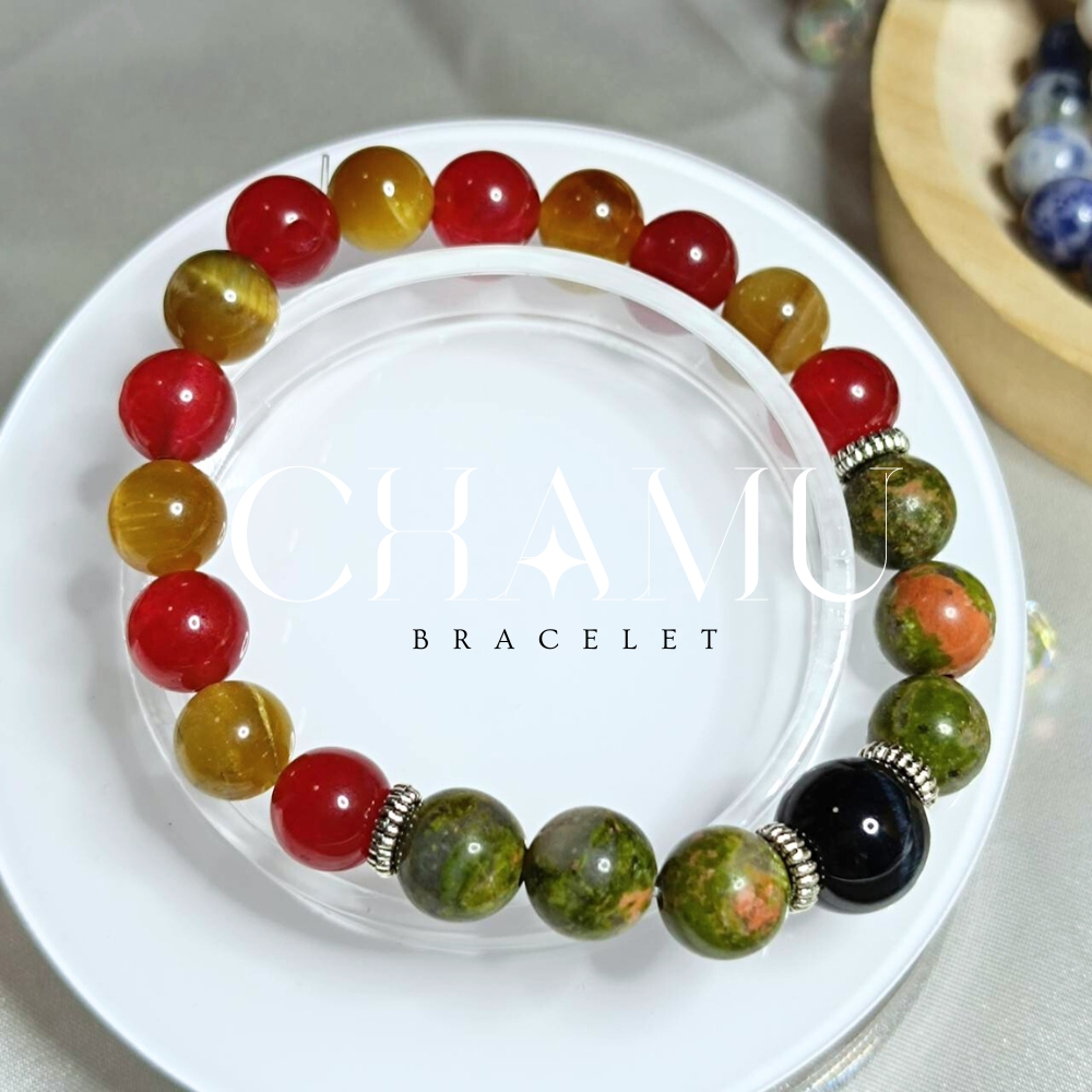 กำไลหินมงคล แท้100% Ruby, Unakite, Cat eye, Blue tiger | Shopee Thailand