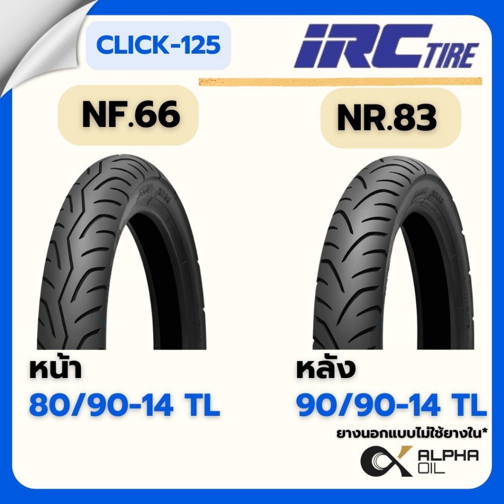 ยางนอกเดิม CLICK125I ล้อแม็ก ขอบ 14 IRC 80/90-14 NF66, 90/90-14 NR83 ...