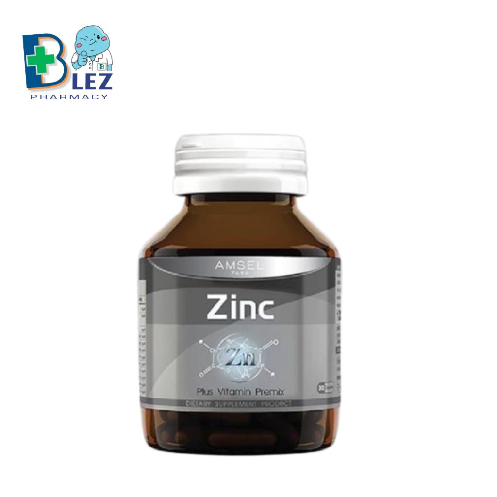 AMSEL ZINC PLUS B COMPLEX 30 cap แอมเซล ซิงค์ พลัส วิตามินบำรุงผิว ...