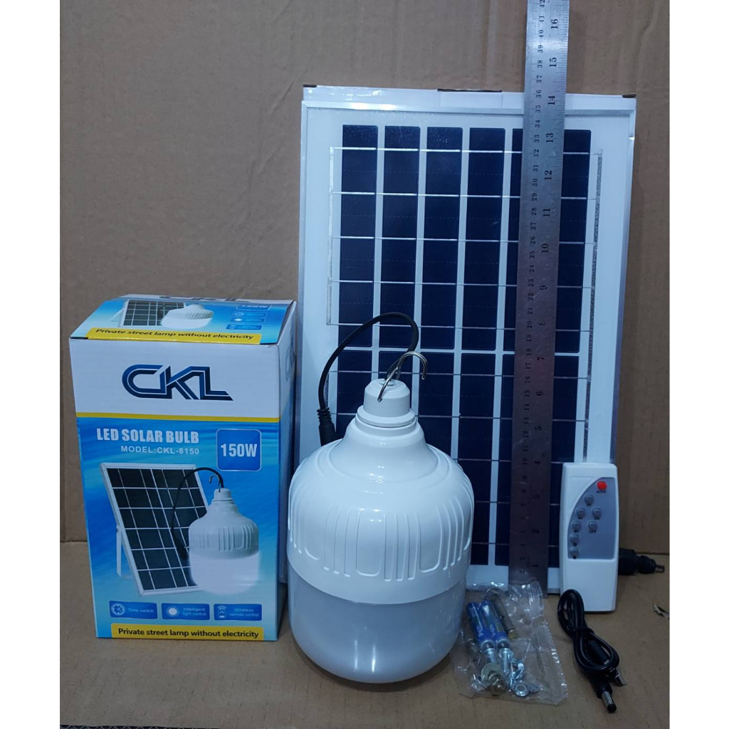 Cholly.shop ไฟตุ้ม แสงขาว CKL 8150 - 150W โซล่าเซลล์ พลังงานแสงอาทิตย์ แผงโซล่าเซลล์และหลอดไฟ ...