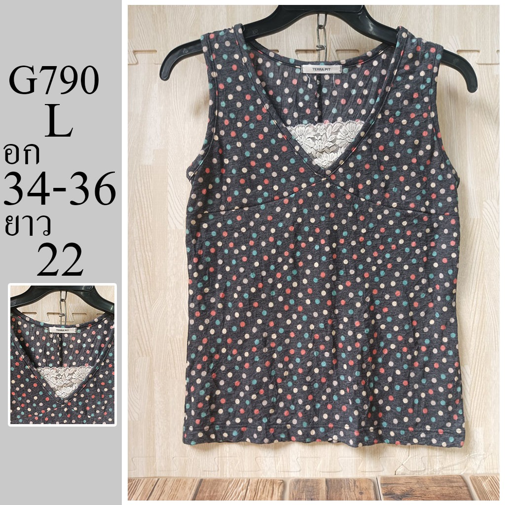 เสื้อกล้าม แบรนด์แท้ มือสอง ไซส์ L อก 34-36 ยาว 22 รหัส G790 | Shopee ...