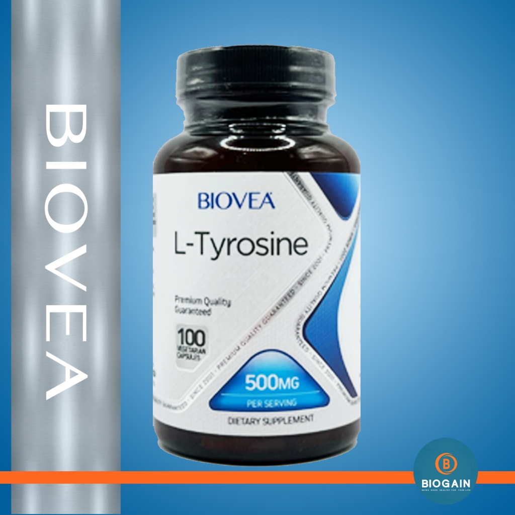 BIOVEA L-TYROSINE 500 mg / 100 Vegetarian Capsules (แอล-ไทโรซีน , ไทรอยด์) | Shopee Thailand
