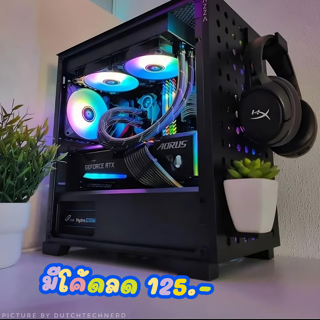 มีโค้ดลด125.- AZZA ELISE 140 MicroATX TG เคสคอม เกมมิ่ง มีที่แขวนหูฟัง ...