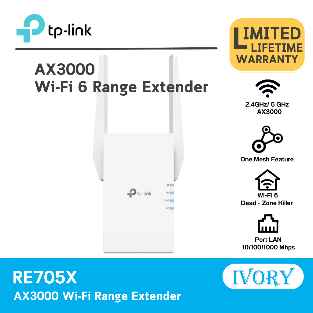 TP-Link RE705X AX3000 Mesh WiFi 6 Range Extender ตัวขยายสัญญาณ WiFi ...