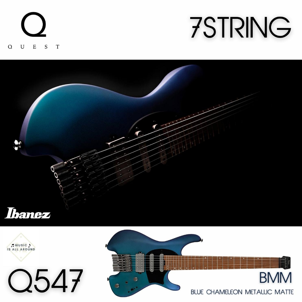 กีตาร์ไฟฟ้าหัวตัด Ibanez Q series 7string รุ่น Q547 BMM : Blue Chameleon Metallic Matte ( w/Bag ...