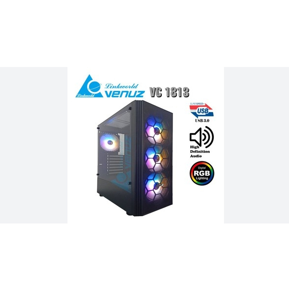CASE VENUZ Micro ATX,ITX รุ่น VC1813 ข้างใส พัดลม 4 ตัว ประกัน 1ปี ...