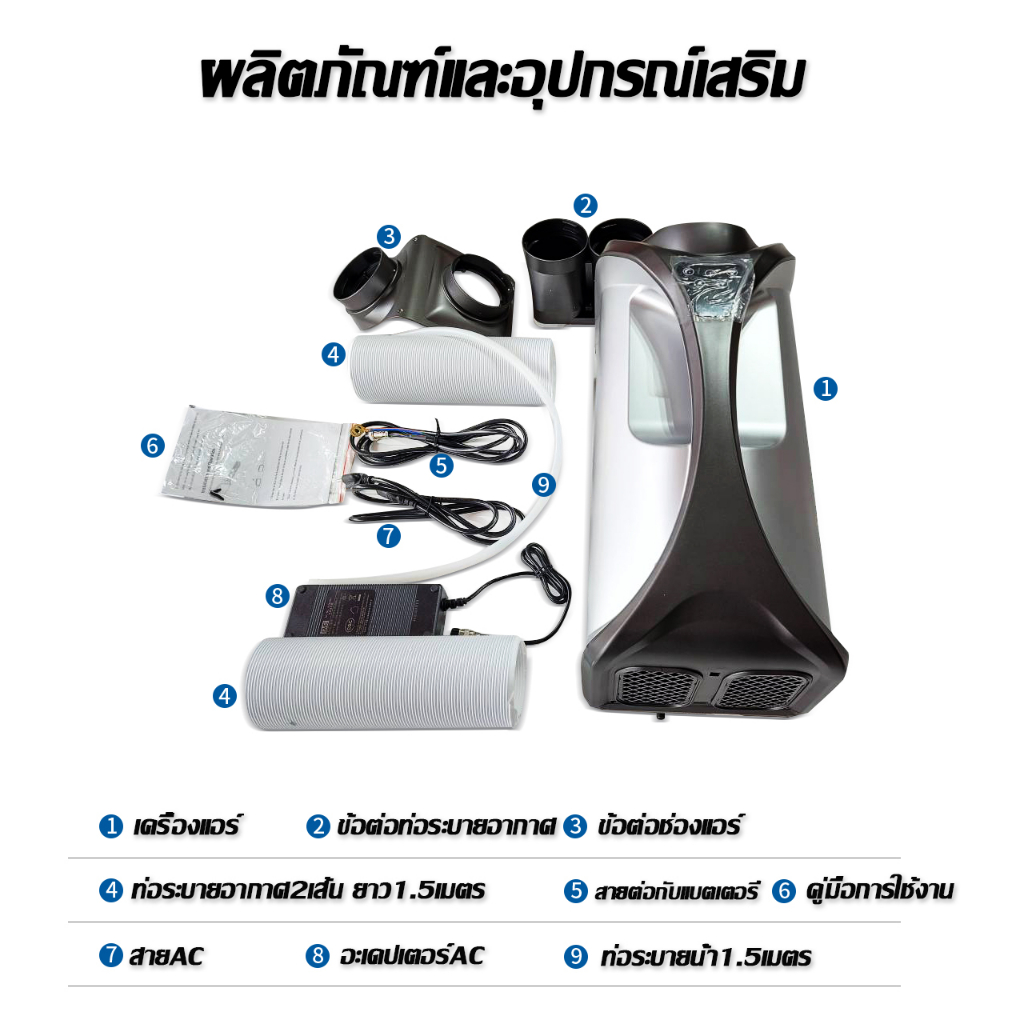 Lairt POW Air Conditioner QN750/QN800 แอร์พกพาขนาด2550BTU/6000BTU ...