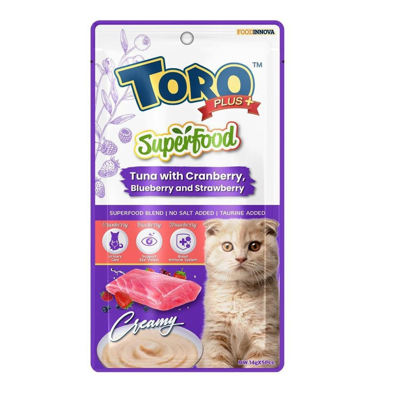 ขนมแมวเลีย Toro Toro Plus Super Food โทโร โทโร่ ขนาด 14g (1 ชิ้น ...