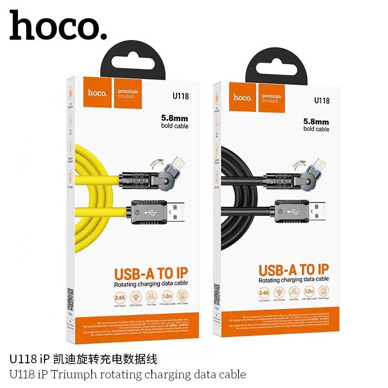 Hoco U118 สายชาร์จที่หมุนได้180องศา มีไฟตรงหัวด้วย แท้100% | Shopee ...