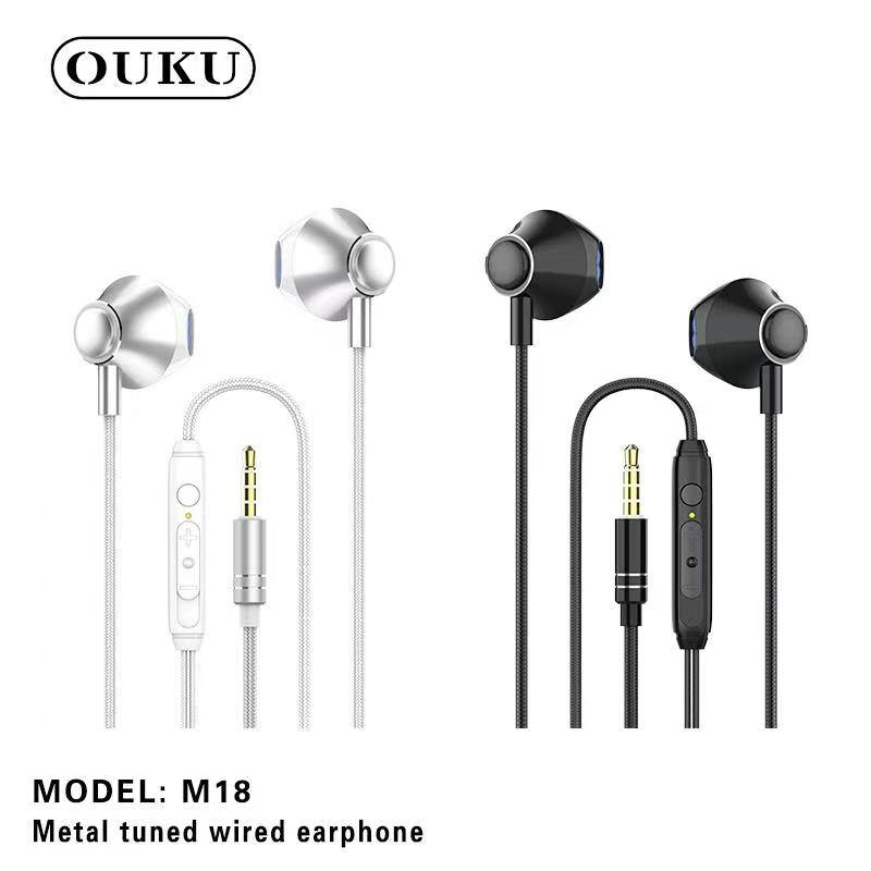 NEW OUKU M18 หูฟัง Metal tuned Wired earphone in-ear แจ็ค 3.5 mm พร้อมไมโครโฟนในตัว สำหรับมือถือ ...