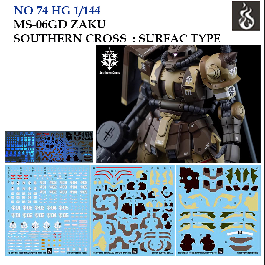 ดีคอลน้ำ [Ghost] HG74 1/144 MS-06GD ZAKU SOUTHERN CROSS CORPS SURFACE ...