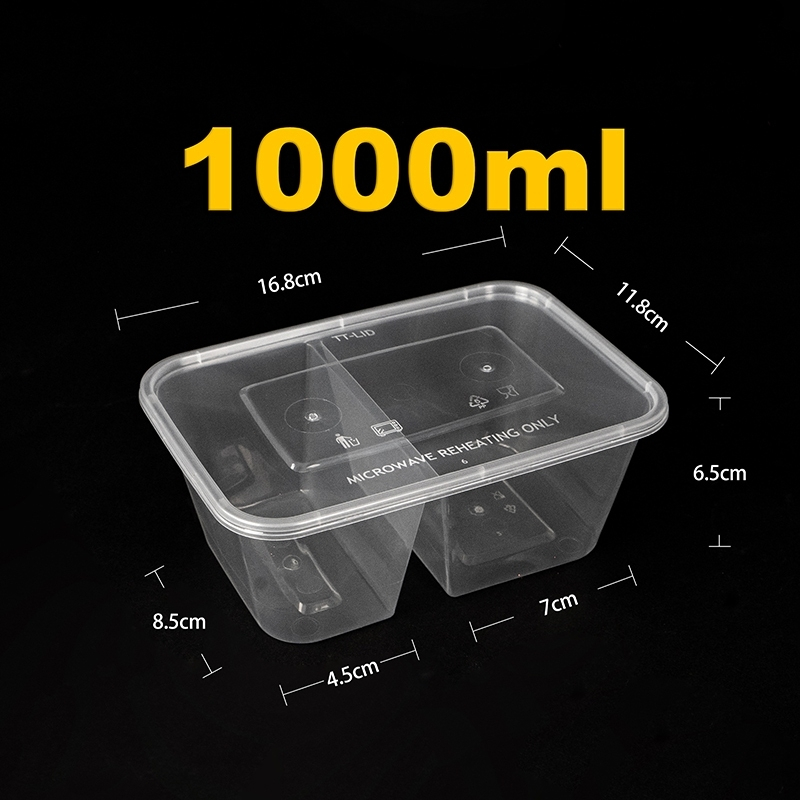 กล่องอาหารพลาสติก/สีดำโปร่งใสกล่อง2ช่อง/650/750/1000 ml (แพ็ค50ใบ) | Shopee Thailand