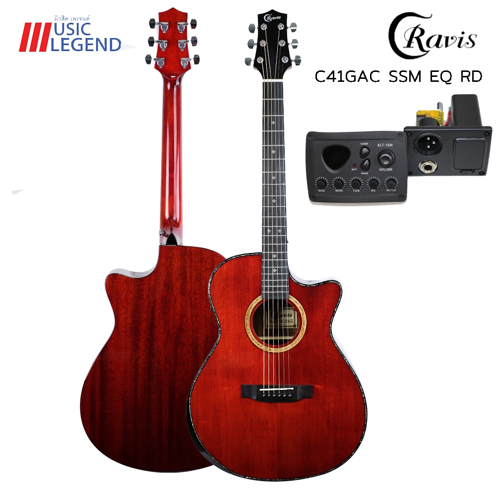 Cravis กีต้าร์โปร่งไฟฟ้า หน้าไม้แท้ ทรง GA Cutaway ขนาด 41 นิ้ว บริการ ...