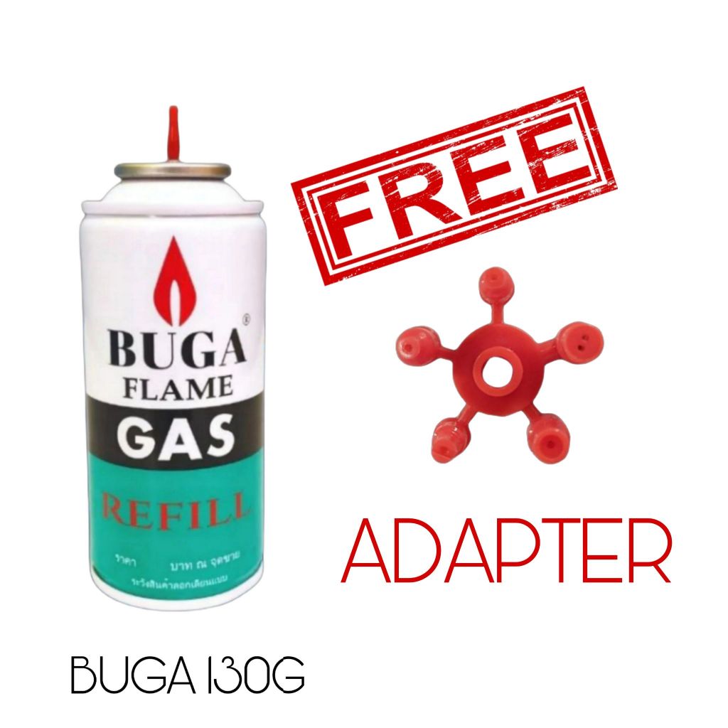 แก๊สเติมไฟแช็ค 130 กรัม Buga Gas Refill พร้อมฟรีหัวต่อทุกกระป๋อง ...